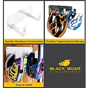 Black Boar Aluminum Double Hook for Enclosed Trailer/Garage | Securely Holds (2) Full-face Helmets While in Transit or at Home | Durable Construction | Easy to Install (66117)