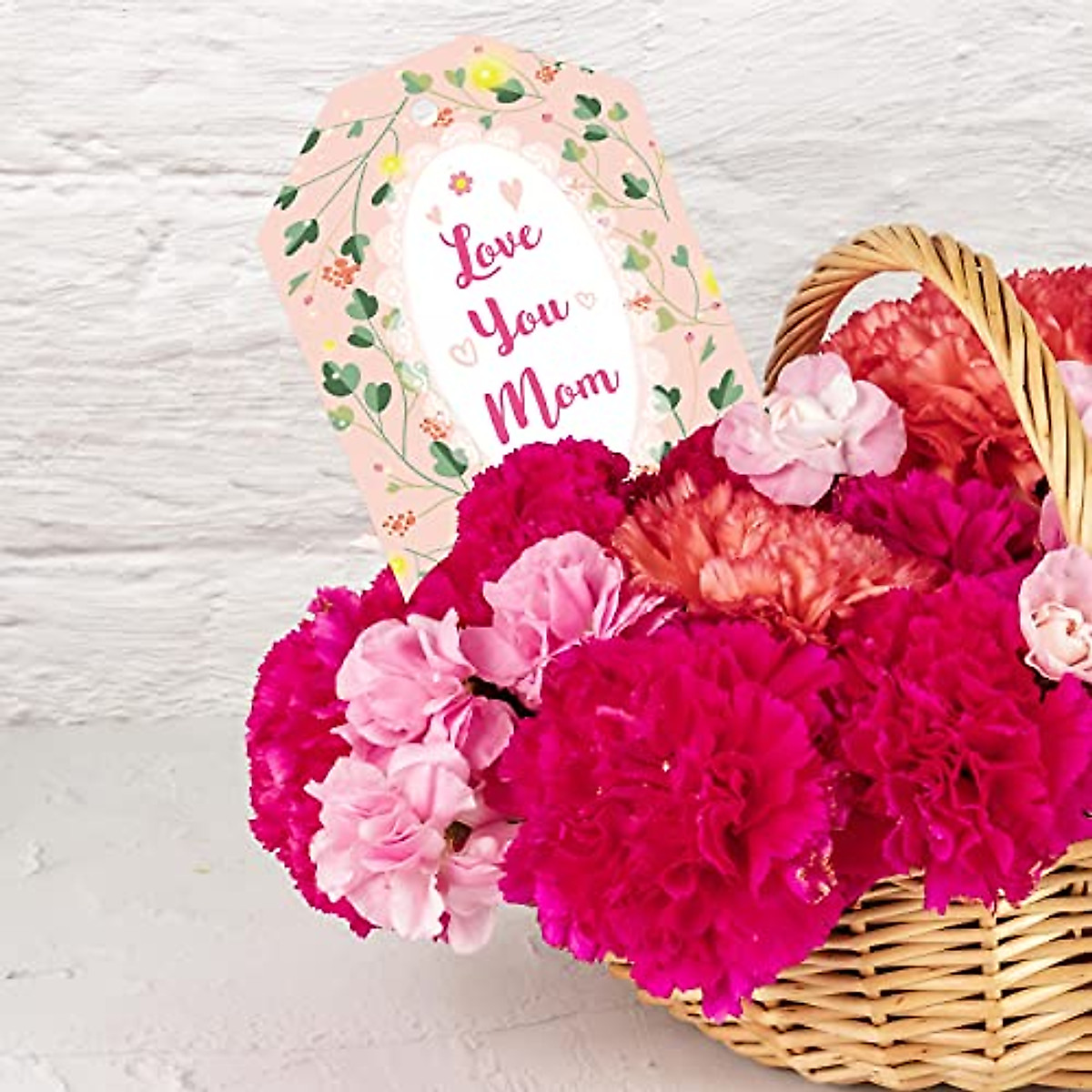 Mother's Day Gift Tags Happy Mother's Day Gift Wrapping Labels 60Pcs with 33ft Strings