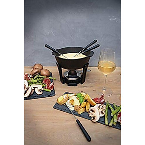 Boska Cheese Fondue Party Set - Black Cast Iron Fondue Pot for Cheese, Meat, and Chocolate - Suitable for Every Stove - Wedding Registry Items for up to 4 Persons