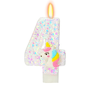 FAMGift Birthday Candles - Number 4 Candle, Birthday Candles for Cake, Birthday Party Supplies, Birthday Decorations for Cake Topper, Cartoon Theme Party Supplies