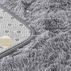 Vasofe Extra Soft Grey Fluffy Area Rugs 5x7 Shag Bedroom Rugs, Gray Large Fuzzy Rugs for Living Room, Plush Nursery Carpet for Kids, Teen, Shag Furry Throw Modern, Indoor Home Decor Floor Rug