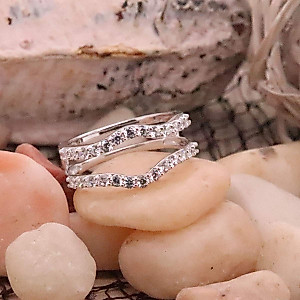 Dazzlingrock Collection 1.65 Carat (ctw) Round Cubic Zirconia Wedding Enhancer Guard Ring for Women in 10K White Gold Size 8