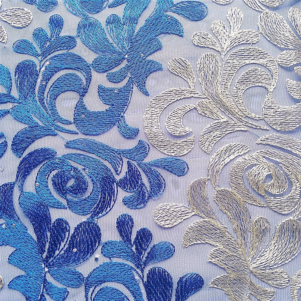 WorthSJLH African Lace Fabric 5 Yards 2022 Net Nigerian Lace French Lace Fabric Embroidered Guipure Cord Lace LF204(blue)