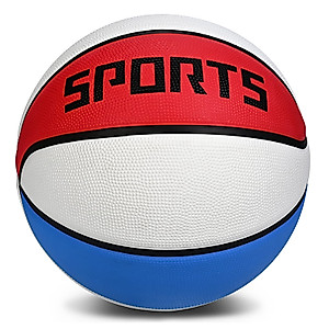 KUYOTQ Kids Youth Size 5 (27.5") Basketball Premium Rubber Outdoor Basketball Youth Basketball Indoor Outdoor for Boys Teen Game Sports Basketball Ball Gift (Deflated,Red White Blue)