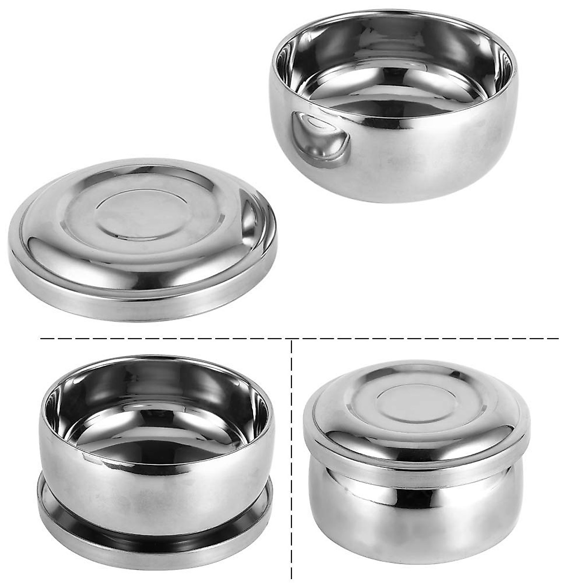 Stainless Steel Shaving Bowl, Men Wet Shaving Soap Mug Bowl Silver Metal Face Cleaning Health Care Shave Tool With Lid, Shaving Soap Dish, Shaving Foam Bowl