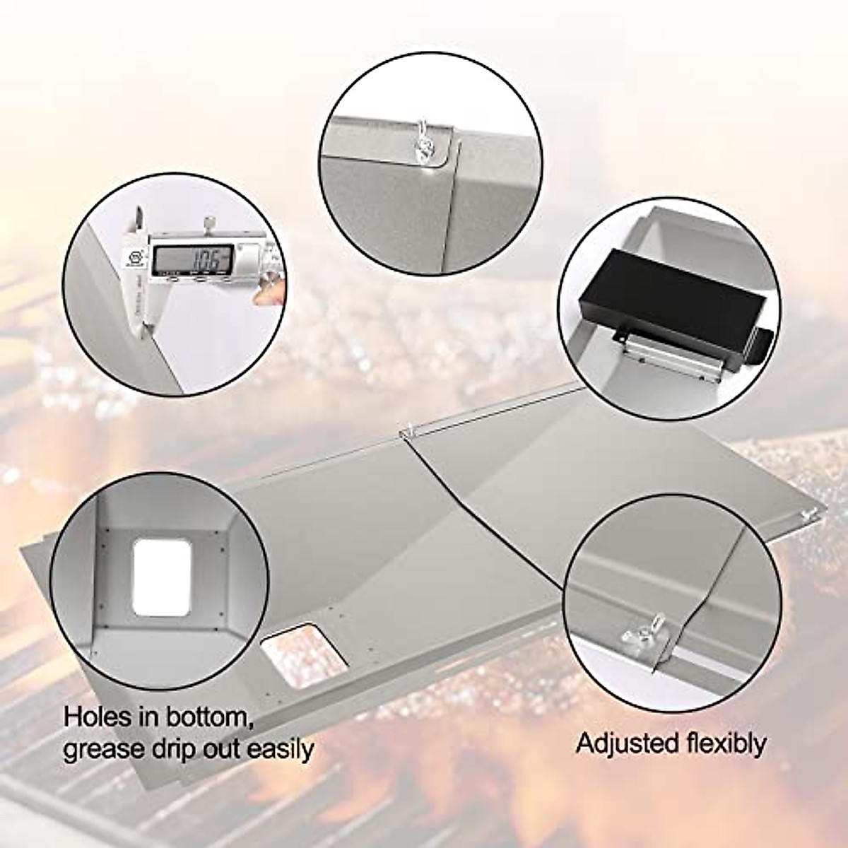 Uniflasy Universal Grease Tray with Catch Pan fits Nexgrill, Charbroil, Dynaglo, Kenmore, BHG, Grill Master, Backyard, Uniflame, Expert Gas Grill, Adjustable Drip Pan for 3/4/5 Burner Gas Grill