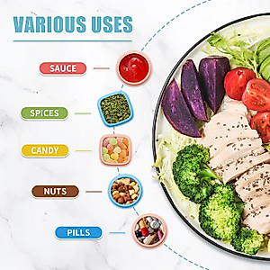 [8 Pack, 2 oz] Salad Dressing To Go Containers, Small Silicone Sauce Cups with Leakproof Lids For Lunch Boxes, Picnics, Travel