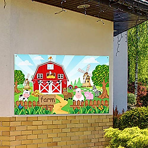 Farm Animals Theme Party Decorations, Farm Banner for Birthday Party Supplies Kids Grass, Farm Animal Background Photo Banner, 72.8 x 43.3 Inches