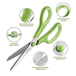 Scissors, Flycut Comfort Grip 8 Inch MutiPurpose 3-Pack Heavy Duty Durable Stainless steel and Sharp Blade for Cutting paper,Cardboard, Fabric, Craft Sewing.Suitable for Office, School and Home Use.