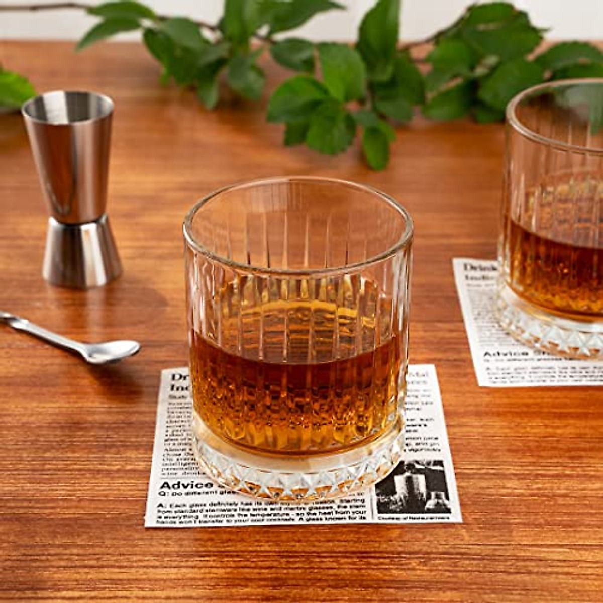 Restaurantware Elysia 12 Ounce Whiskey Glasses 12 Cut Rocks Glasses - Lead-Free Weighted Base Clear Glass Tumblers Dishwasher-Safe For Scotch Bourbon And Cocktails