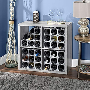 Stackable Modular Wine Rack - 12 Bottle Set (9 modules, 3 top Plates) Silver. Store up to 12 Bottles. Great for organizing and Creating Storage Space. by Stakrax