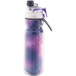 O2COOL Mist 'N Sip Misting Water Bottle 2-in-1 Mist And Sip Function With No Leak Pull Top Spout Sports Water Bottle Reusable Water Bottle - 20 oz (Celestial Purple)