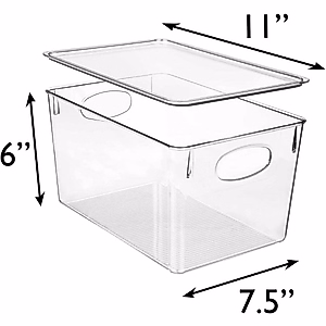 Clear Plastic Storage Bins with Lids, Perfect for Pantry Organization and Storage or Kitchen Organization, Fridge Organizer Plastic Bins, Pantry Organizer and Storage Bins, Cabinet Organizers