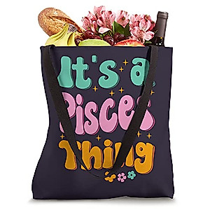 Pisces Zodiac Sign 70s Hippie Style Tote Bag