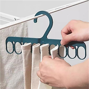 2 Pcs Eight Tooth Sock Clips,Wardrobe Rack,Clothing Storage Rack, Suitable for Storing Hats,Ties,Socks,Towels etc,Suitable for Home and Travel(Light Green)