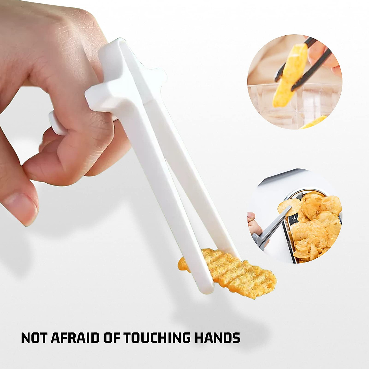 6Pcs Finger Chopsticks for Gamers Potato Chip Grabber Office Snacking Tools Finger Snack Clips for Gamers (4-Color)