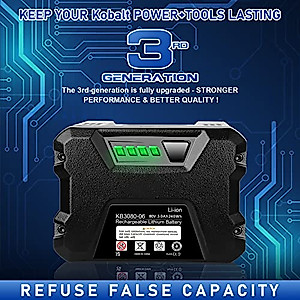 【Upgrade for Koablt 80V】 3.0Ah Replacement Battery for Kobalt 80V MAX Lithium-Ion Battery KB2580-06 KB680-06 KB280-06 2910303-RC for Cordless Power Tool High Capacity(NOT for GREENWORKS/POWERWORKS)