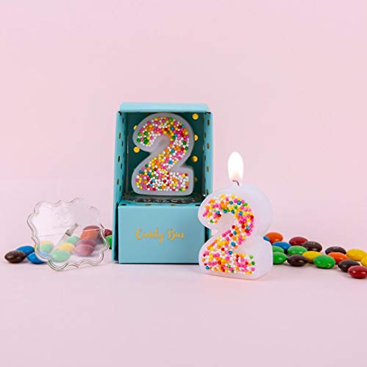 Sweety Colorful Candy Number Cake Topper Candle for Brithday Party Baby Shower and Wedding Party Supplies Favor (One)