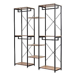 LHLLHL Wardrobe Clothes Rail 2 + 3 + 2 Shelves with Shoe Rack Clothing Storage Cabinet Clothes Shoes Bedroom Furniture