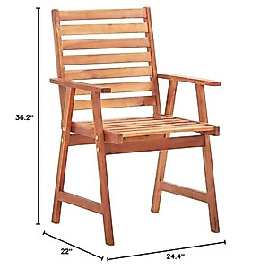 VRAXO Patio Dining Chairs 2 pcs with Cushions Solid Acacia Wood,Outdoor Chairs-34.96lbs