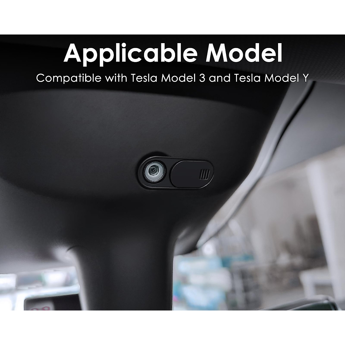 DS. DISTINCTIVE STYLE Camera Cover Slide Car Camera Privacy Cover Webcam Sticker Blocker Compatible with Tesla Model 3 and Model Y Accessories (Black - 6 Pack)