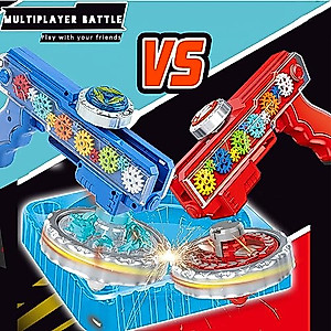 Bey Battling Top Burst Gyro Toy Set with 4 Spinning Top Burst Gyros 1 Toy Launchers Combat Battling Game Gifts for Boys Children Kids Ages 6+ (Blue)