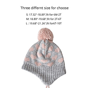 SOMALER Toddler Boys Girls Winter Knit Hat with Earflap Kids Baby Fleece Lined Beanie Hat Pom Pom Ski Cap