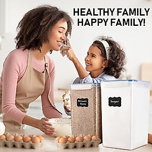 WHITE FEATHER SUPPLIES 2 PC [6.5L / 220 Oz] Large Flour Sugar Storage Containers - Leak Proof, BPA Free, Clear Plastic Food Storage Containers with Lids Airtight - Bulk Storage for Kitchen and Pantry