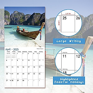 2023 Wall Calendar,14 Monthly Wall Calendar BEACHES Nov. 2022 - Dec. 2023, 12" x 24" Opened,Full Page Months Thick Paper for Gift Calendar Organizing & Planning