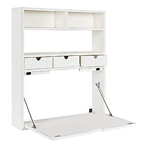 Kate and Laurel Georgie Wall Hanging Desk, 26x6x30, White