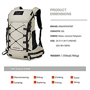 MOUNTAINTOP Hiking Backpack 35L Outdoor Travel Camping Day Pack with Rain Cover for Men Women