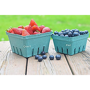 42 Pack QUART Green Molded Pulp Fiber Berry/Produce Vented Baskets for Fruit and Vegetable
