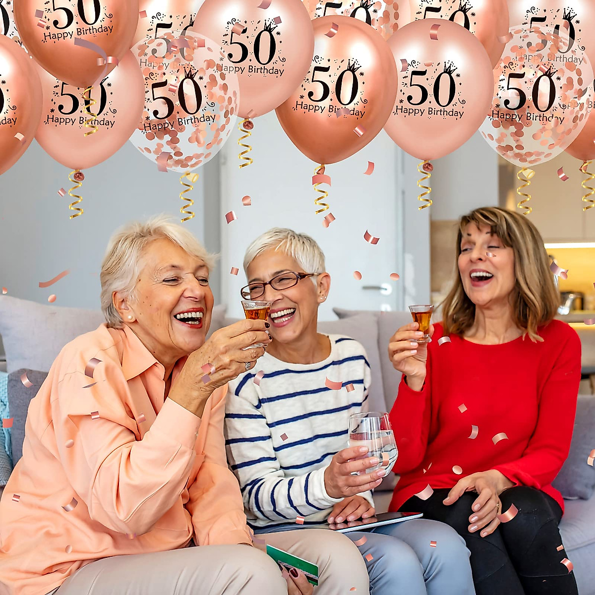 50th Birthday Balloons 18 Pcs Rose Gold Happy 50th Birthday Latex Balloons Confetti Balloons for Men Women 50th Anniversary Birthday Party Decorations Rose Gold Balloons Birthday Decor Supplies12 inch