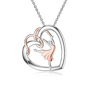 MEIDERBO 925 Sterling Silver Ballet Dancer Necklace Ballerina Dancing Pendant Necklace Gymnastics Ballet Jewelry Gifts for Women Dance Lovers
