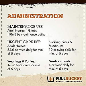 FullBucket Equine Probiotic Paste with Saccharomyces Cerevisiae Boulardii for Daily Digestive Optimization; Concentrated Formula with 100 Billion CFUs, 1 Tube