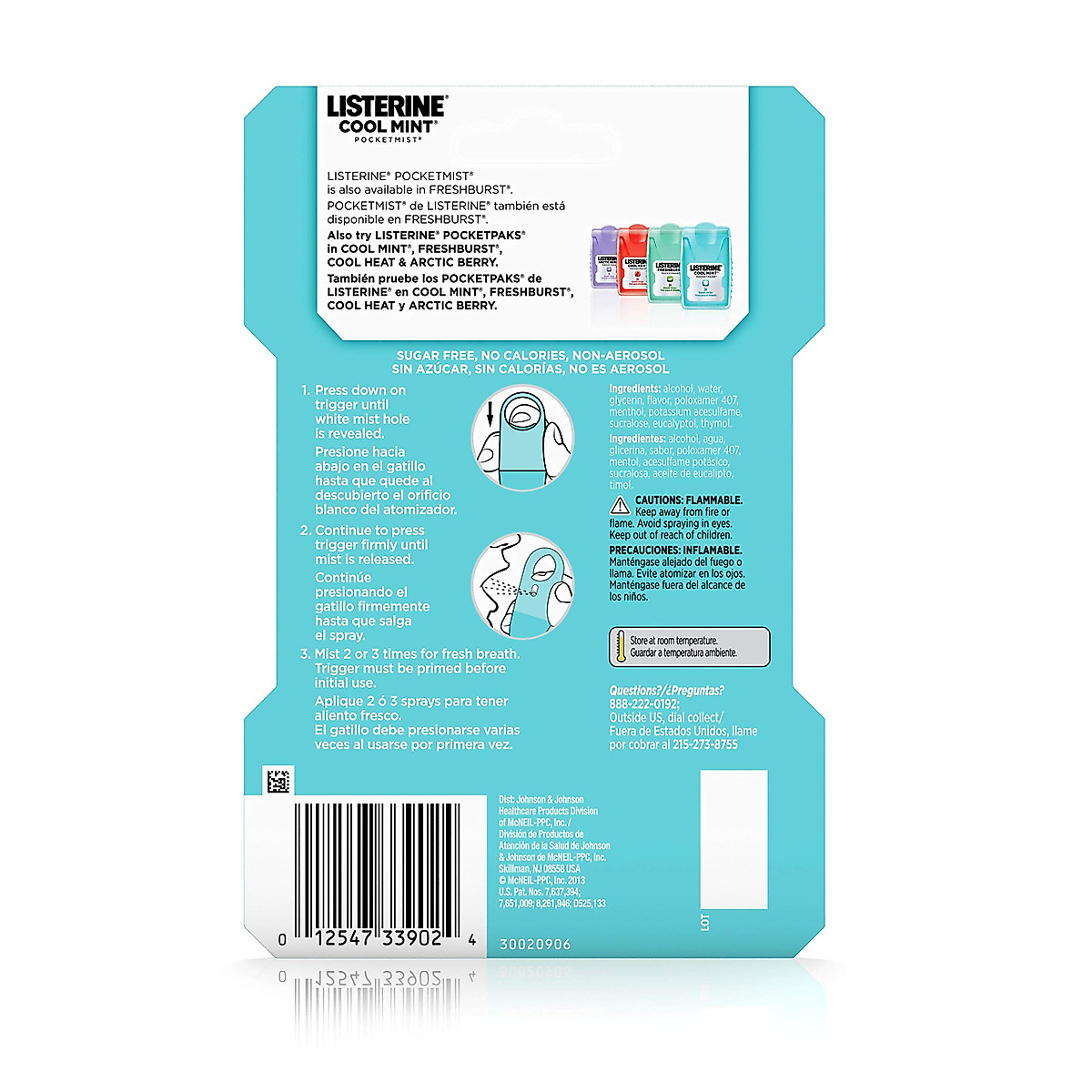 Listerine Pocketmist Cool Mint Oral Care Mist to Get Rid Of Bad Breath, 2 Pack ( Pack of 8)