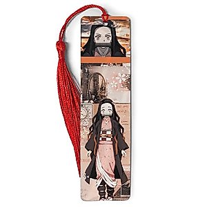 Bookmarks Ruler Metal Nezuko Bookography Collage Measure Tassels Bookworm for Bookmark Reading Bibliophile Christmas Ornament Gift Markers Book