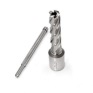 Annular Cutter JESTUOUS 3/4 Inch Weldon Shank 1/2 Cutting Diameter 2 Cutting Depth with Pilot Pin Slugger Bits Two Flat HSS Kit for Magnetic Drill Press,1 Piece