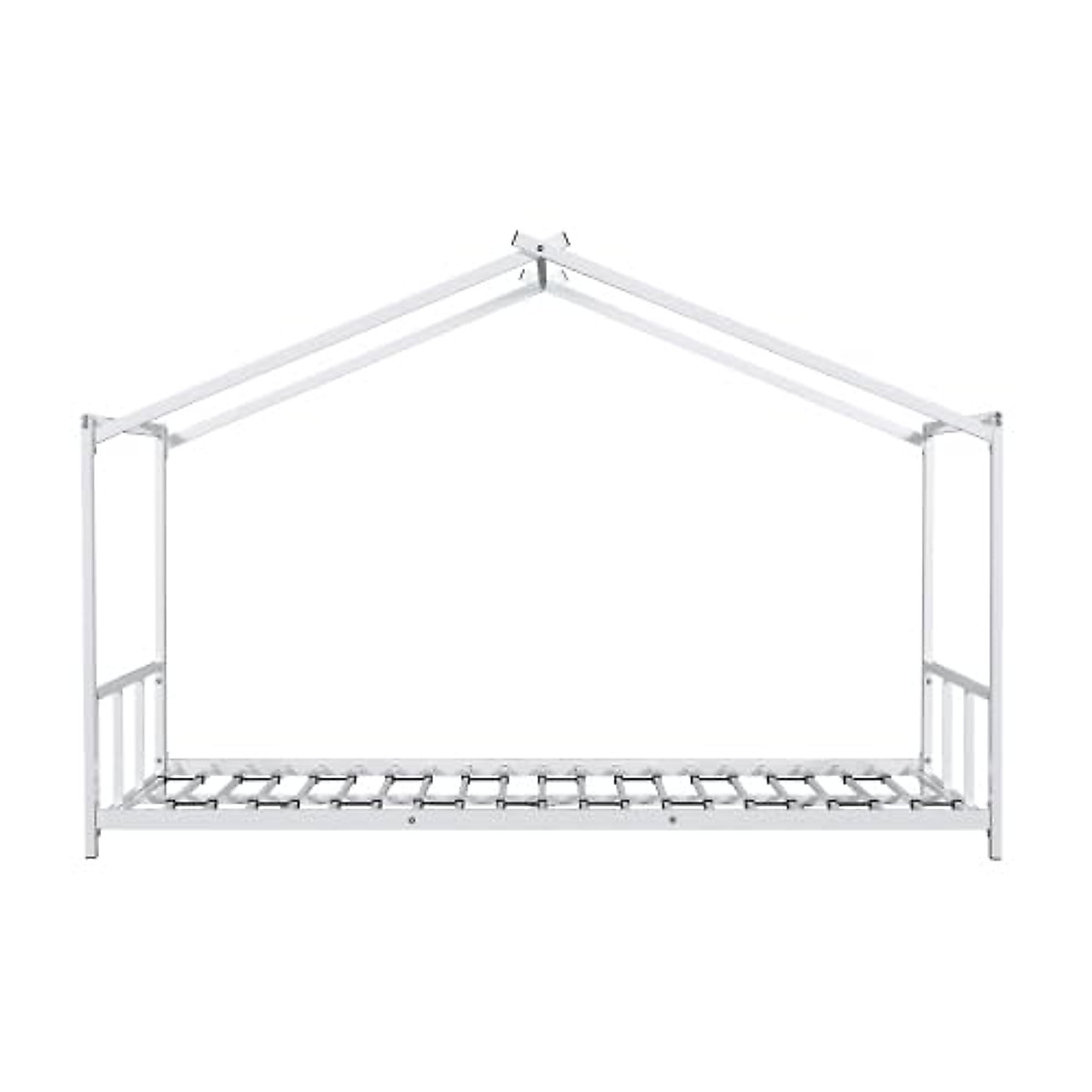 UOCFYK Twin Size Floor Bed with Roof Design for Kids, Girls, Boys,Montessori Floor Bedframe for Small Space,Easy Assembly & No Box Spring Needed, White