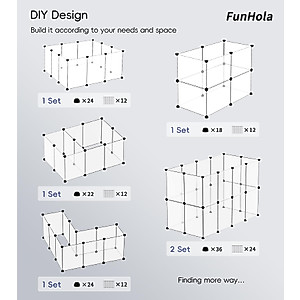 FunHola Small Animal Playpen, Guinea Pig Cages with Waterproof Mat, 12 Panels Pet Playpen for Hamsters, Hedgehog, Indoor Outdoor Plastic Fence, 48.5 x 24.8 x 16.1 inches