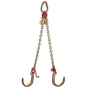 VEVOR J Hook Chain, 5/16 in x 2 ft Tow Chain Bridle, Grade 80 J Hook Transport Chain, 9260 Lbs Break Strength with JT Hook & Grab Hook, Tow Hooks for Trucks, Heavy Duty J Hook and Chain Shorteners