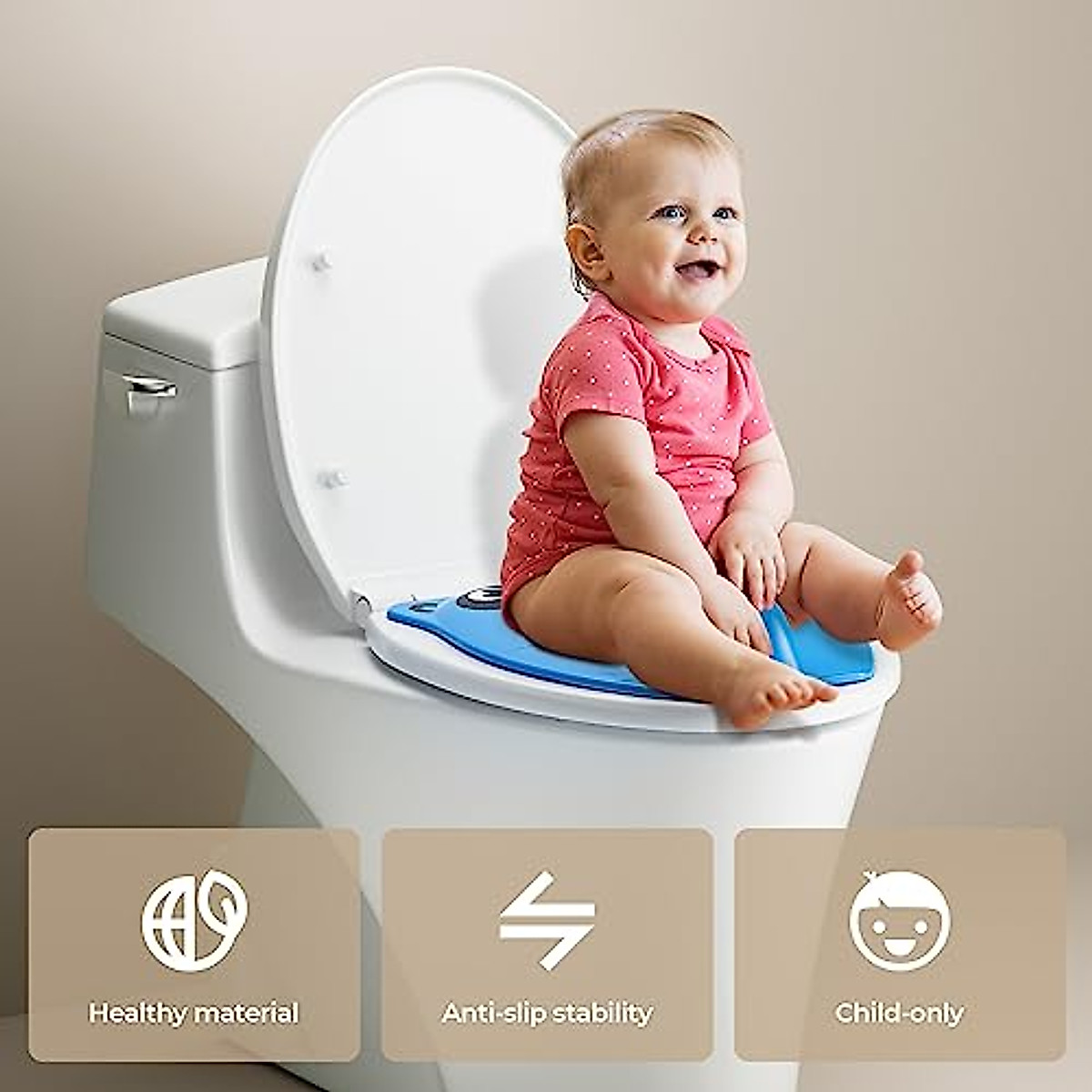 Upgrade Portable Potty Seat with Splash Guard for Toddler, Foldable Travel Potty Seat with Carry Bag, Non-Slip Pads Toilet Potty Training Seat Covers for Baby, Toddlers and Kids (Blue)