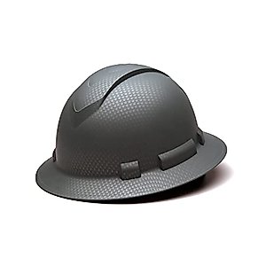 Pyramex Ridgeline Full Brim Hard Hat 4 Point Ratchet Matte Silver Graphite Pattern