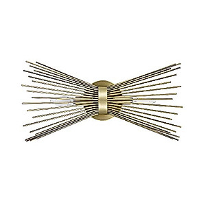 Amazon Brand – Rivet Mid-Century Modern Metal Starburst 2-Light Wall Sconce Lamp, Bulbs Included, 17.5"H, Antique Gold