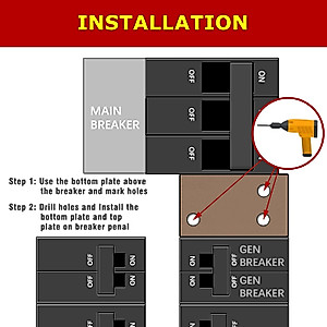 Generator Interlock Kit Compatible with General Electric GE 150 or 200 amp Main Breaker,1 1/4 Inch Spacing Between Main and Branch Breaker(GE200-A) for Emergency in Snowstorm Thunderstorm Weather