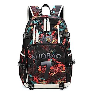 AUOBAG Canvas Backpack for men School bag for boys Bookbag for teenage with USB Charging Port Fits 15.6 Inch Notebook (Black)