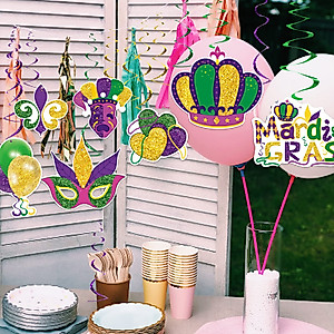FANCY LAND Mardi Gras Hanging Decoration 30PCS Mardi Gras Swirls Ceiling Carnival Party Decoration