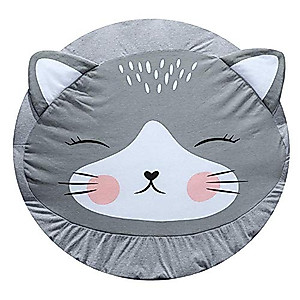 USTIDE Baby Rugs Creeping Crawling Mat Cartoon Sleeping Rugs, Children Anti-Slip Game Mat Cotton Floor Play Mat Blanket Play Environmental Carpet Kids Room Decor 37.4 x 37.4 (Cat)