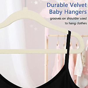 GoodtoU Kids Hangers Velvet 50 Pack -Baby Felt Hangers Non Slip Toddler Hangers Childrens Hangers for Kid Beige