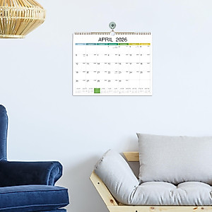 2025-2026 Wall Calendar - Jul 2025 - Dec 2026, 18 Monthly Hanging Calendar 2025-2026 Planner, 15" x 11.5", Spiral Binding, Yearly Overview, Holidays, Large Blocks, Perfect Organizer for Home & Office